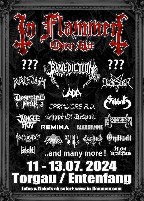 IN FLAMMEN Open Air 2024 - Linup wird derb: BENEDICTION, KRISIUN , UADA ...