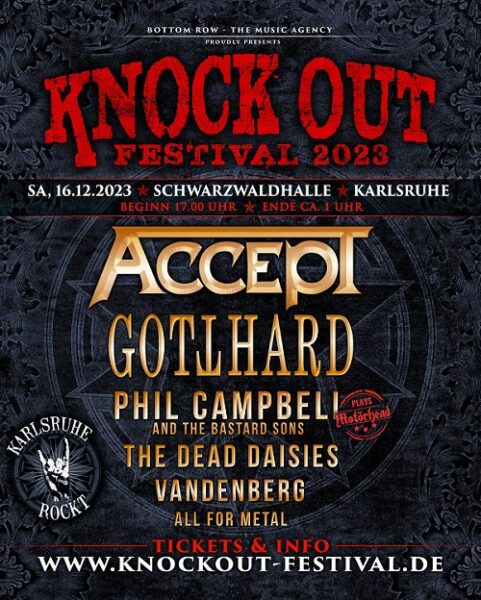 KNOCK OUT FESTIVAL 2023 - Lineup ist komplett: ACCEPT, GOTTHARD, PHIL ...